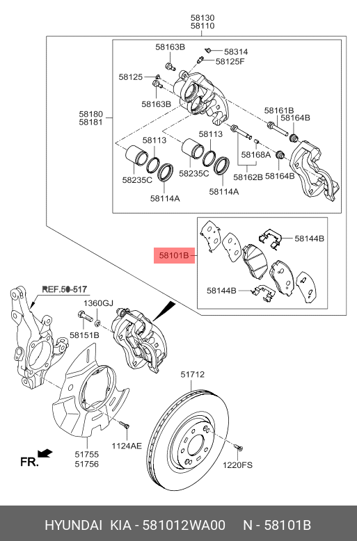 HYUNDAI 58101-2WA00 58101-2WA70,58101-0WA00,58101-2BA00