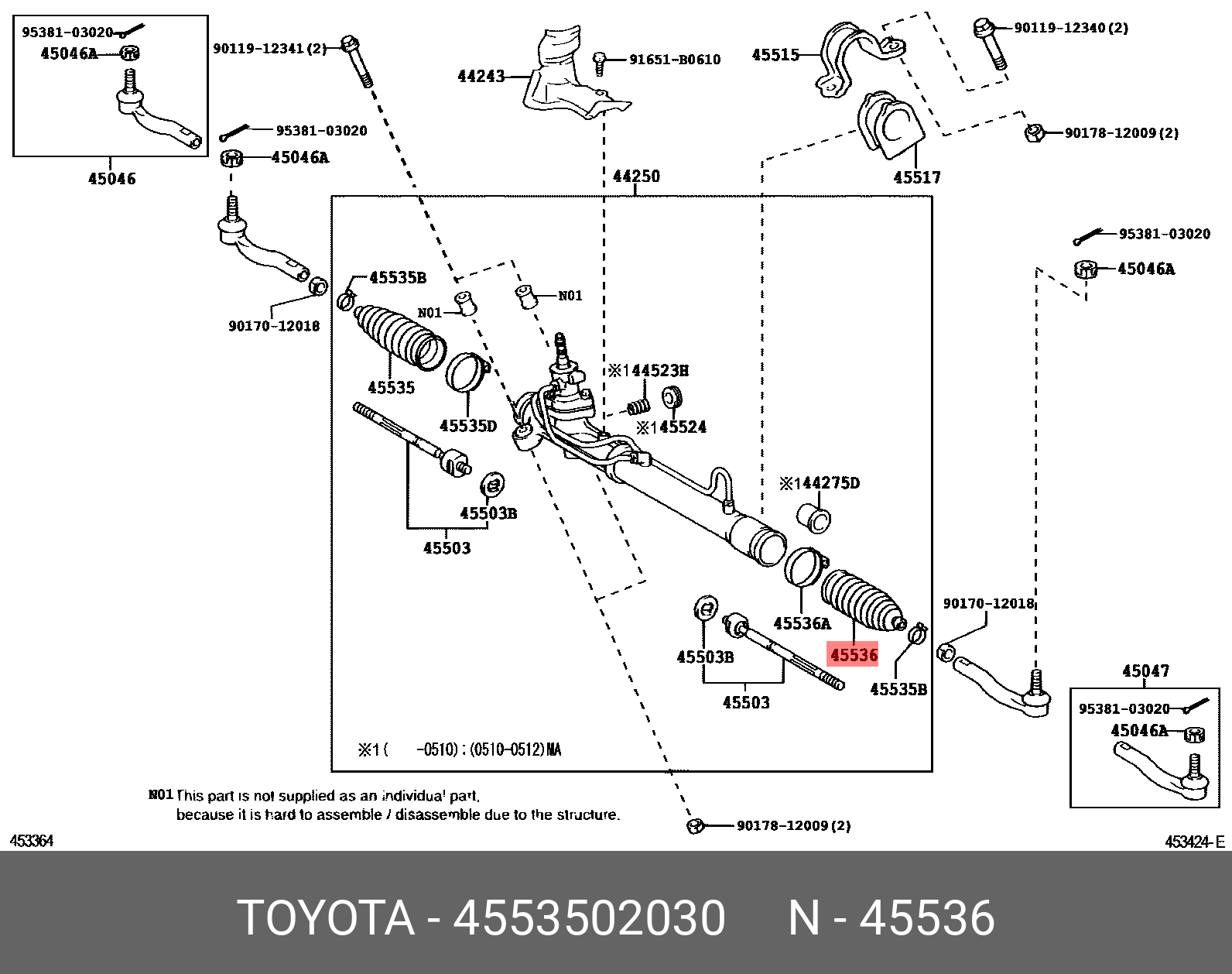 TOYOTA 45535-02030 45535-02030,45535-13010,45535-52050