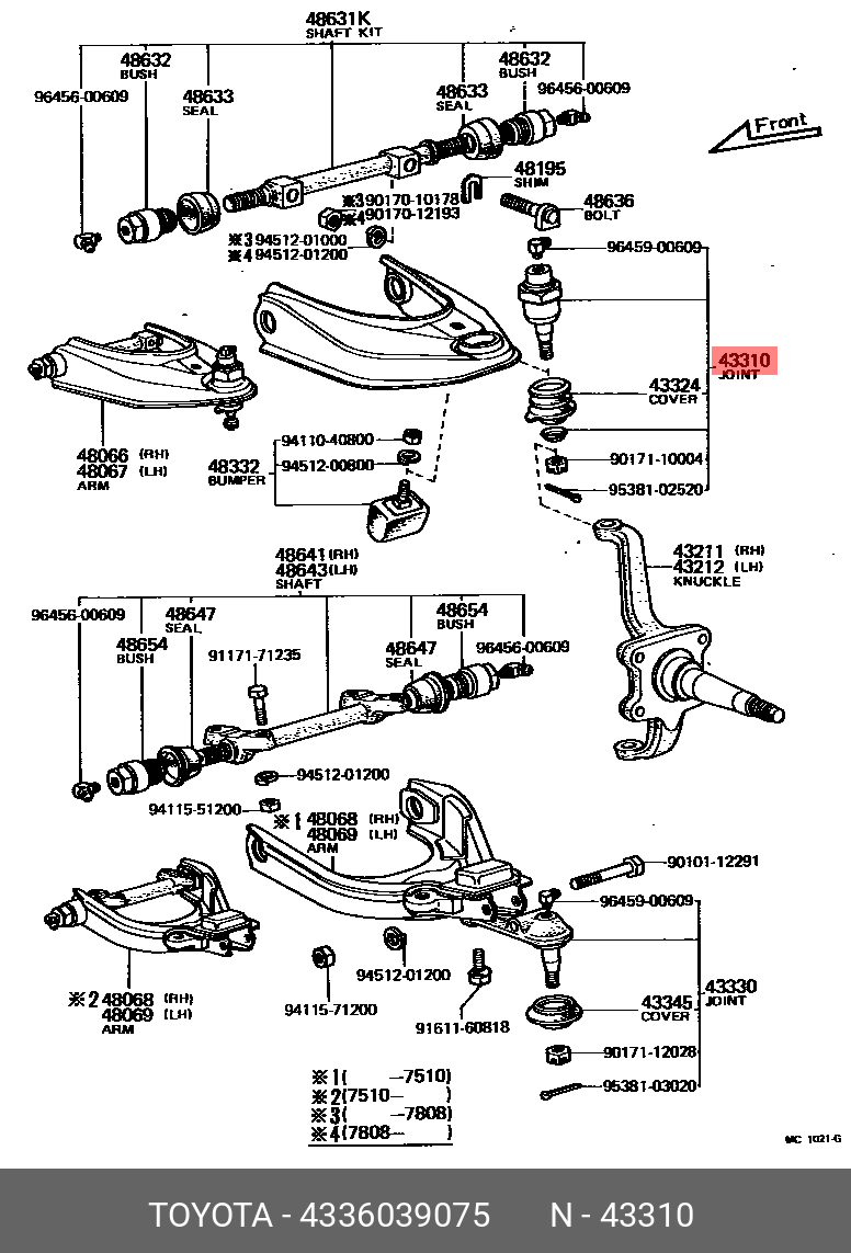 TOYOTA 43360-39075 43350-39085,43360-39075