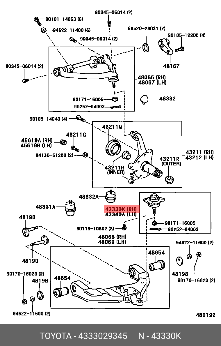 TOYOTA 43330-29345 43330-39195,43330-29105