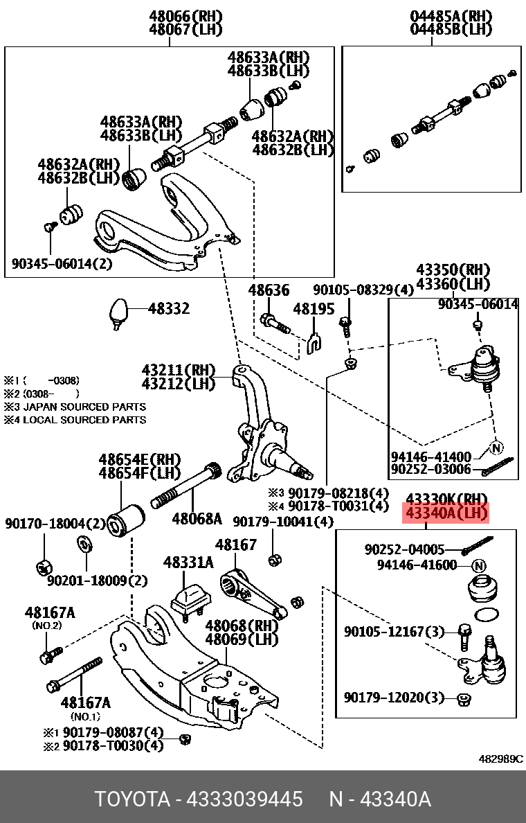 TOYOTA 43330-39445 43330-39245,43330-39445
