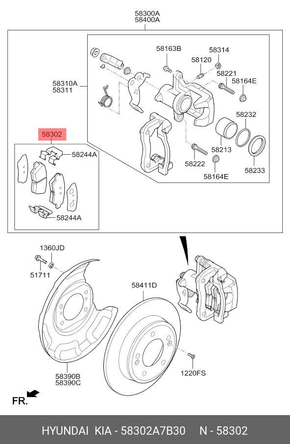 KIA 58302-A7B30 58302-3RA70,58302-3ZA10,58302-A7B30,58302-A7B31,58302 ...