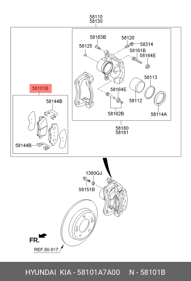 KIA 58101-A7A00 58101-A4A17,58101-2VA60,58101-A7A00,1064001724-02