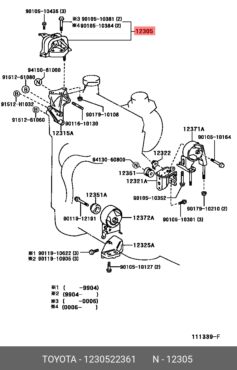 TOYOTA 12305-22361 12305-22361,12305-0T010