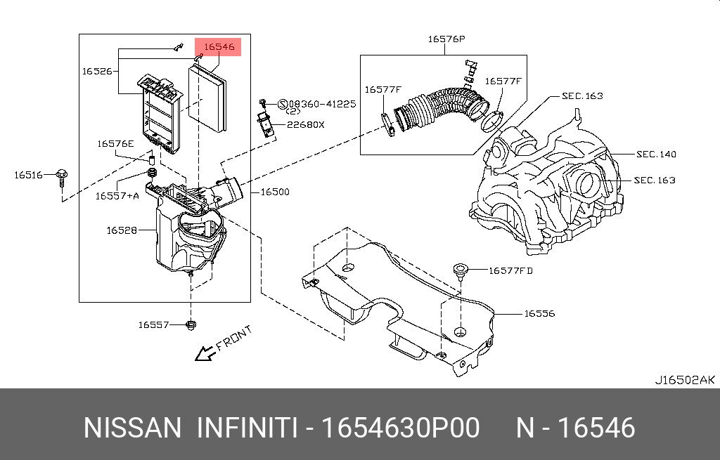 NISSAN 16546-30P00 AY120-NS035,AY120-NS022,AY120-NS007,16546-NS007,1N06 ...