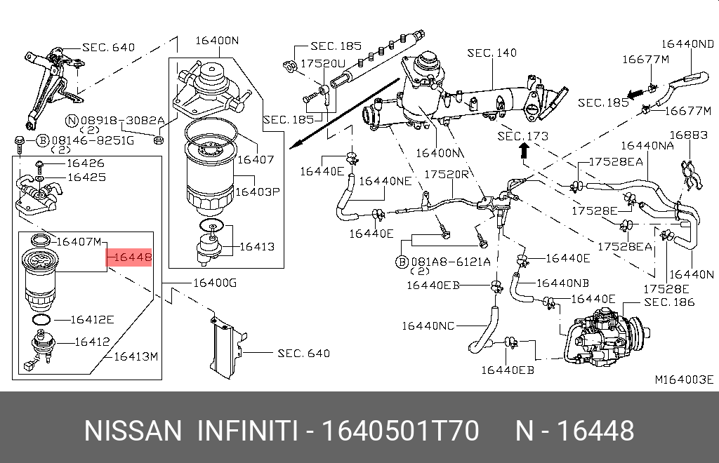 NISSAN 16405-01T70 16405-01T0A,16405-V5710,16405-01T70