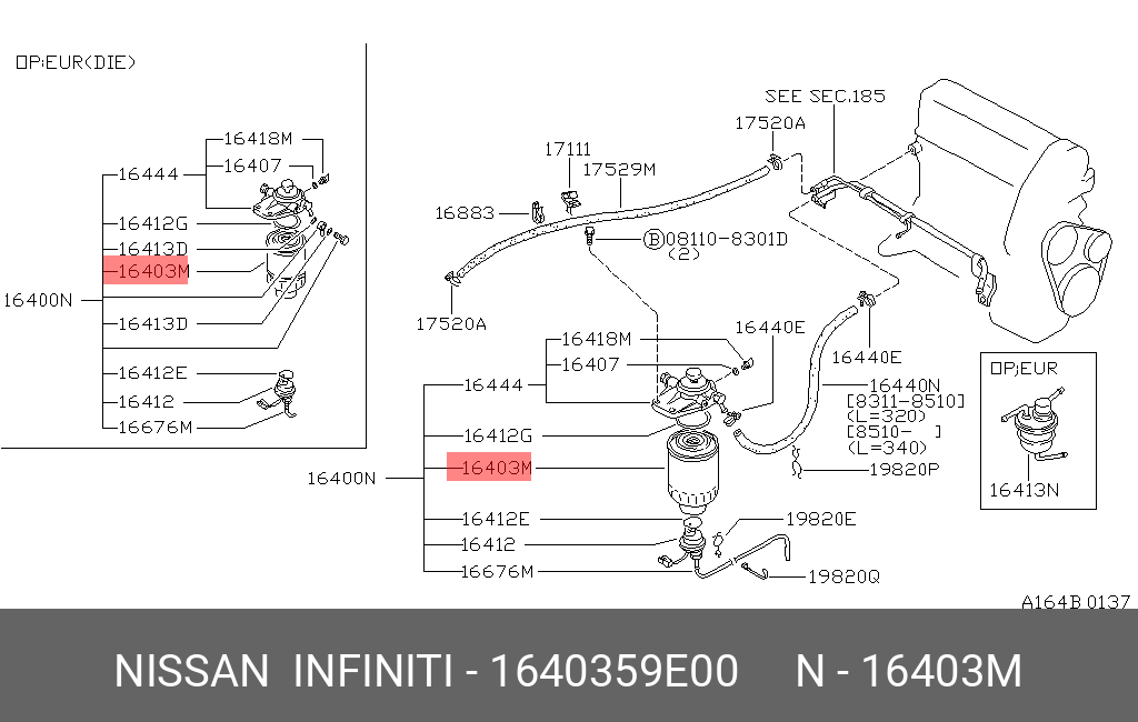 NISSAN 16403-59E00 AY500-NS001,16405-59E01,16403-G9900,16400-VB200 ...