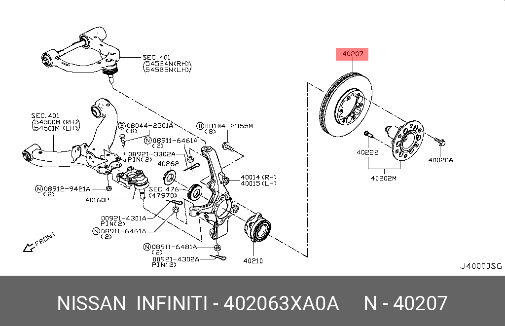 NISSAN 40206-3XA0A 40206-VW000,40206-VW601