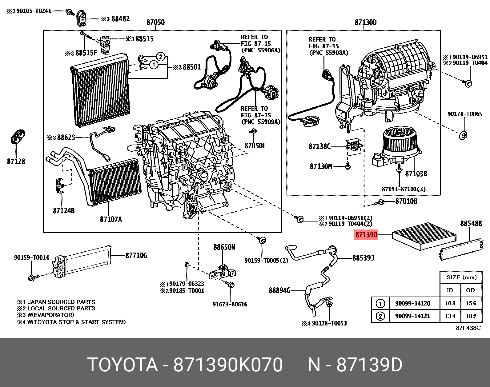 TOYOTA 87139-0K070 87139-28020