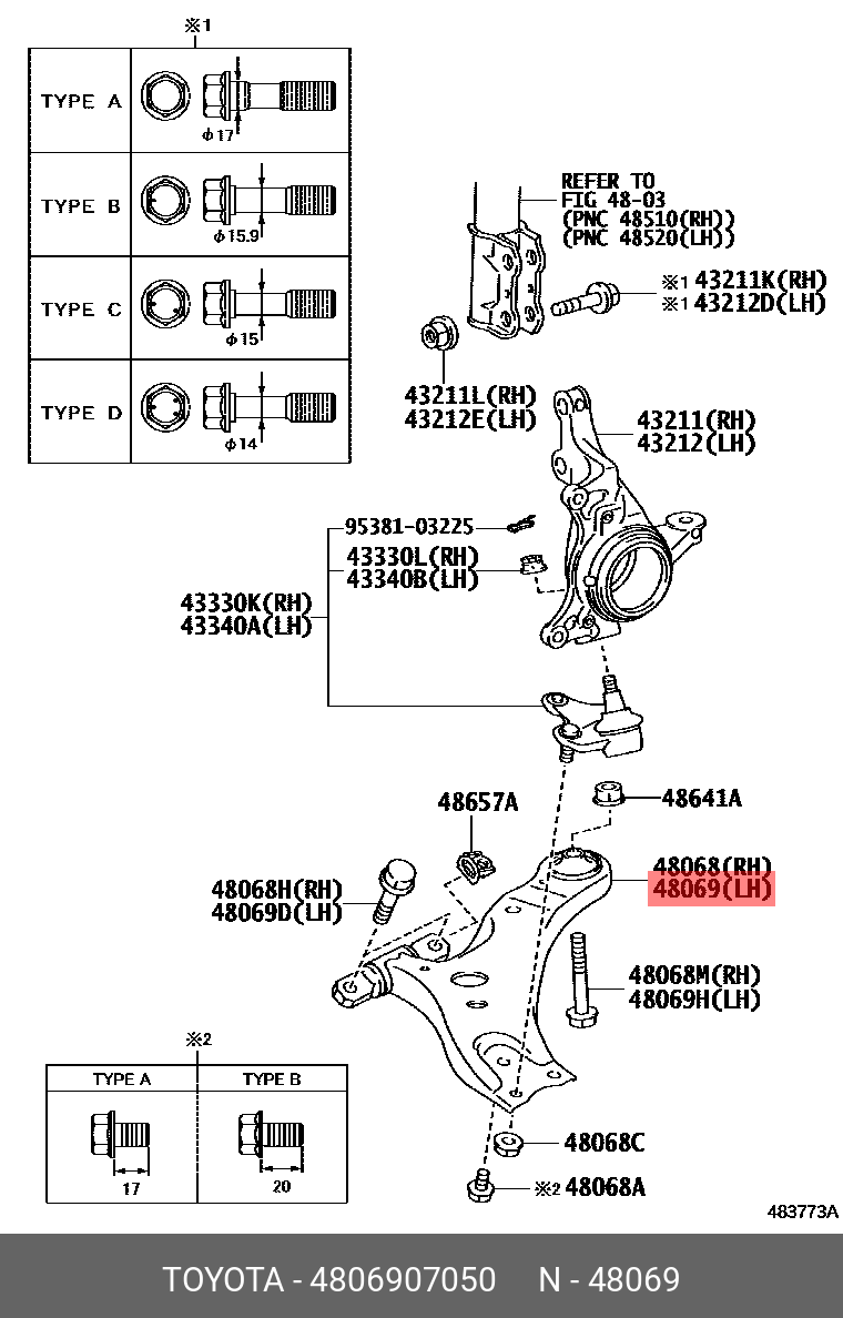 TOYOTA 48069-07050 48069-06100,48069-58010