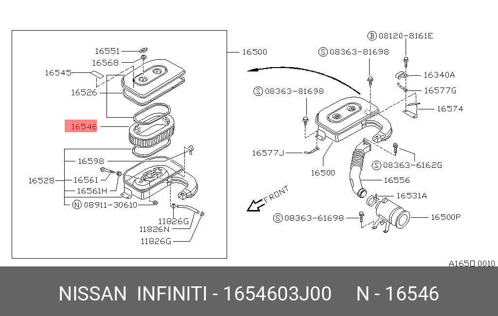NISSAN 16546-03J00 AY120-NS021,16546-06J00,16546-06J02
