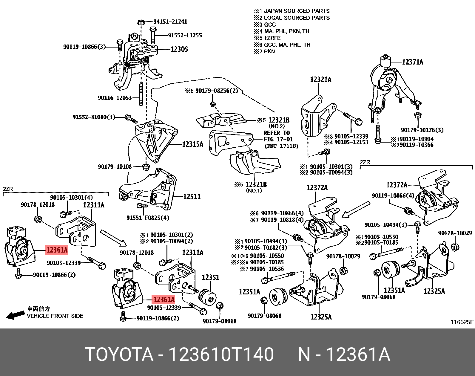 INSULATOR ENGINE MOUNTING Tenacity AWSTO1318 12361-37050, 12361-0T130