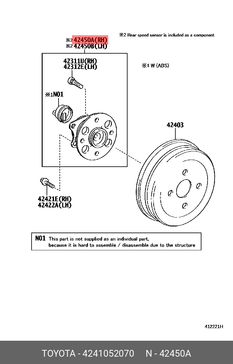 TOYOTA 42410-52070 42410-52070,42410-0D040