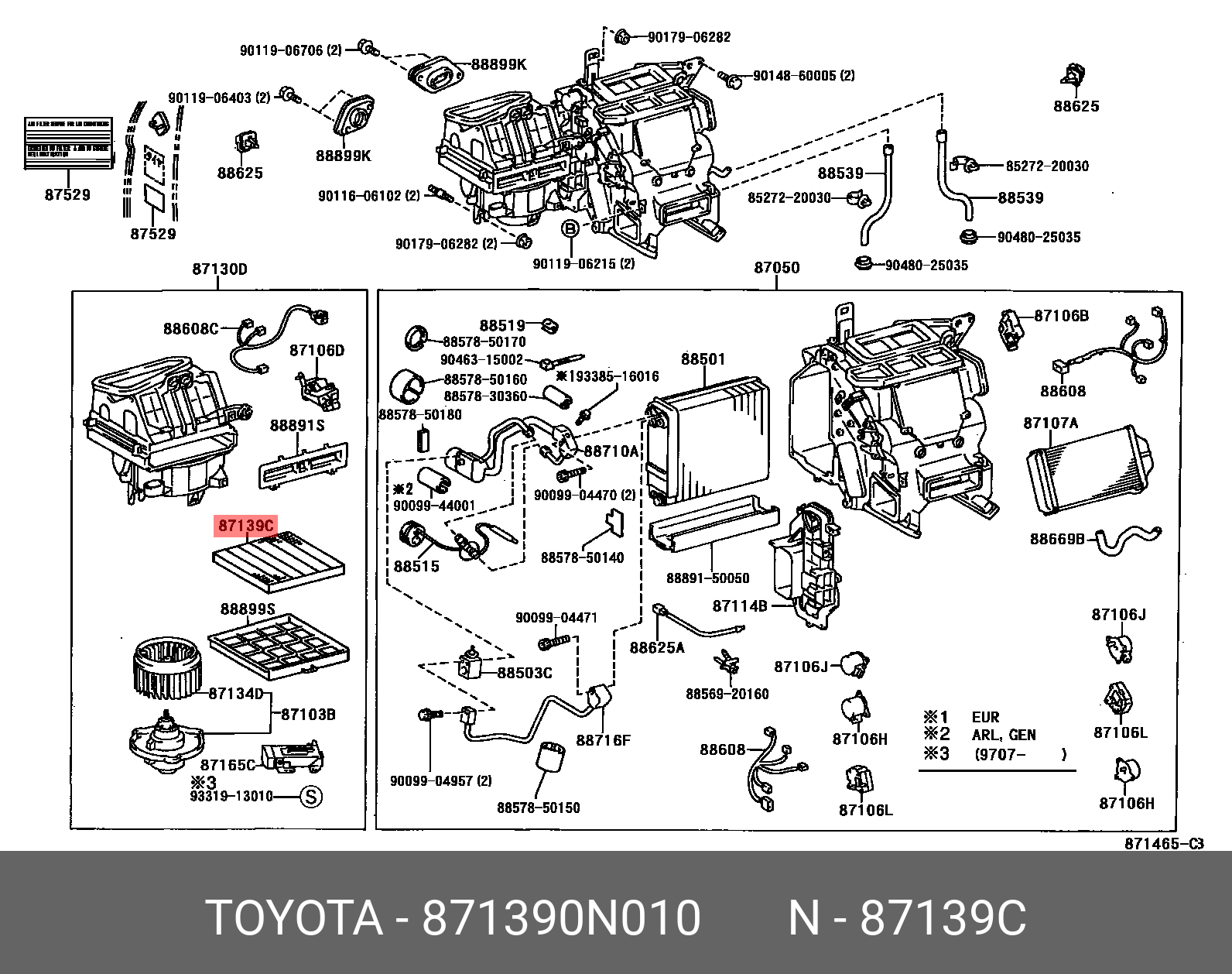 TOYOTA 87139-0N010 88926-43010,87139-50100