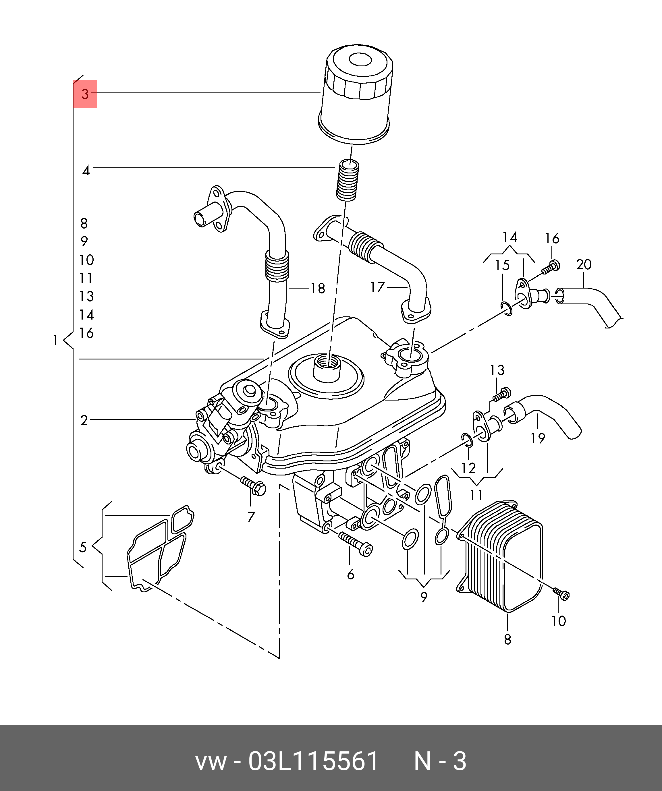 VAG 03L 115 561 1109.T1,82 00 007 832,77 00 720 978,15208-6F901 ...