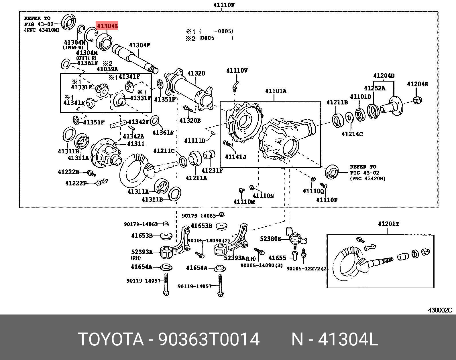 TOYOTA 90363-T0014 90363-43001,90363-T0014