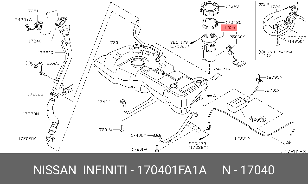 NISSAN 17040-1FA1A 17040-1FA0A,17040-1FA1A,17040-1FA1B,17040-1V10A