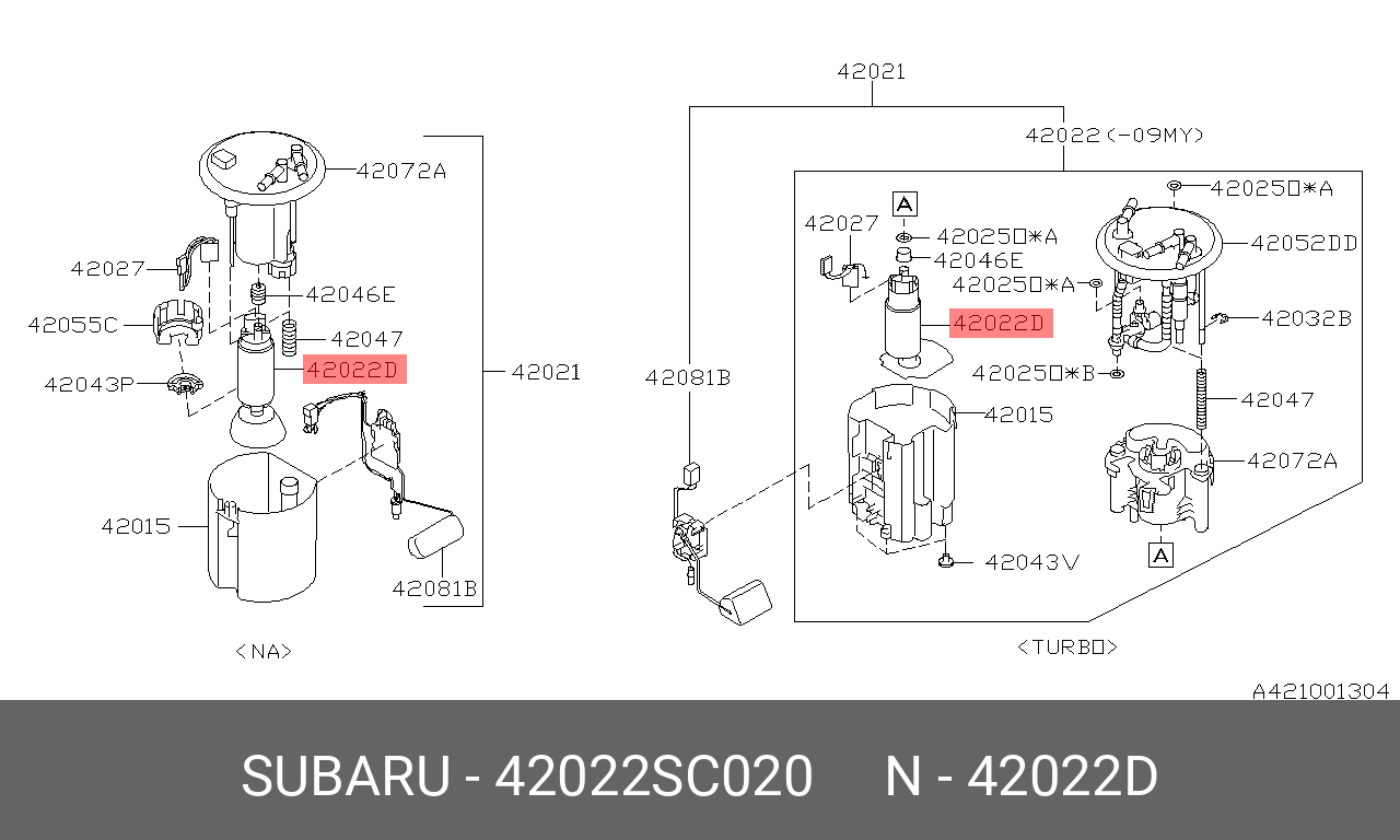 SUBARU 42022SC020 17042-4M400,1760A233,31111-3L800