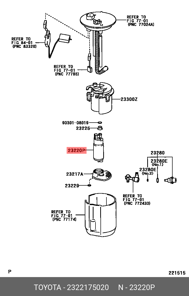 TOYOTA 23221-75020 23221-62060,23221-75020,42022AG190,42022AG200