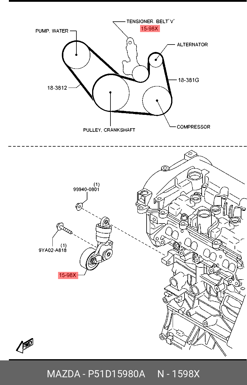 MAZDA P51D-15-980A P51D-15-980,P51D-15-980A,P51D15980B,16620WB002
