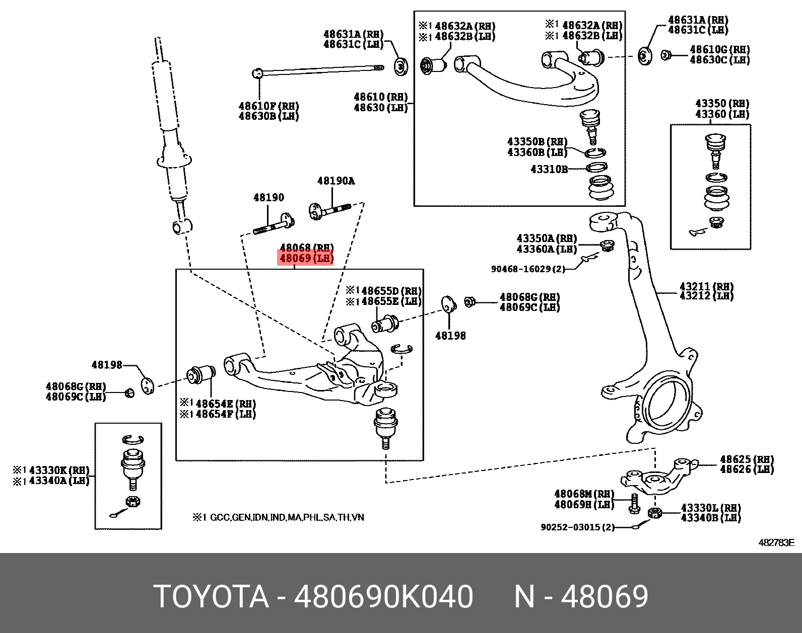 TOYOTA 48069-0K040 48069-0K040,48069-0K050