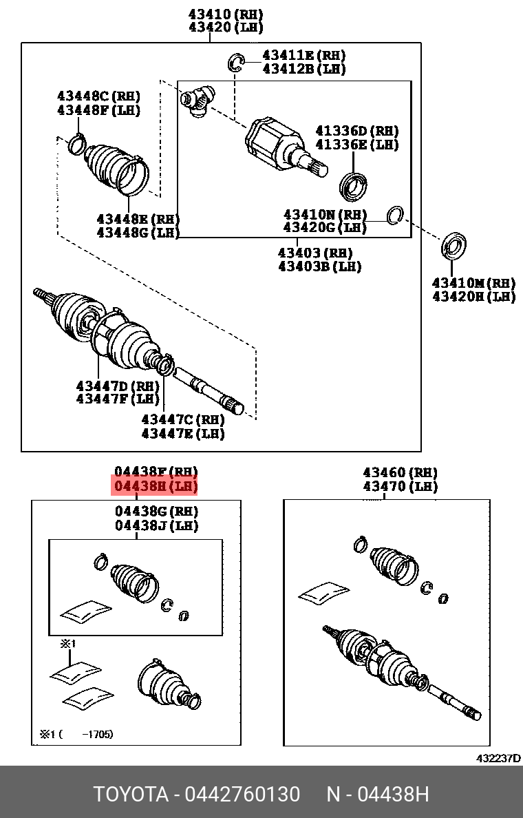 TOYOTA 04427-60130 04427-60130,04427-60131,04427-60132
