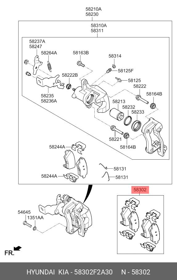 HYUNDAI 58302-F2A30 58302-3RA70,58302-3ZA10,58302-A7B30,58302-A7B31 ...
