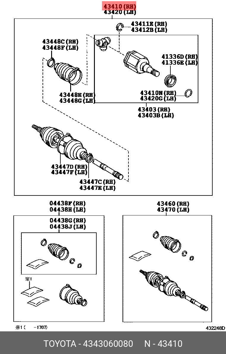 TOYOTA 43430-60080 43430-60080,43430-60082