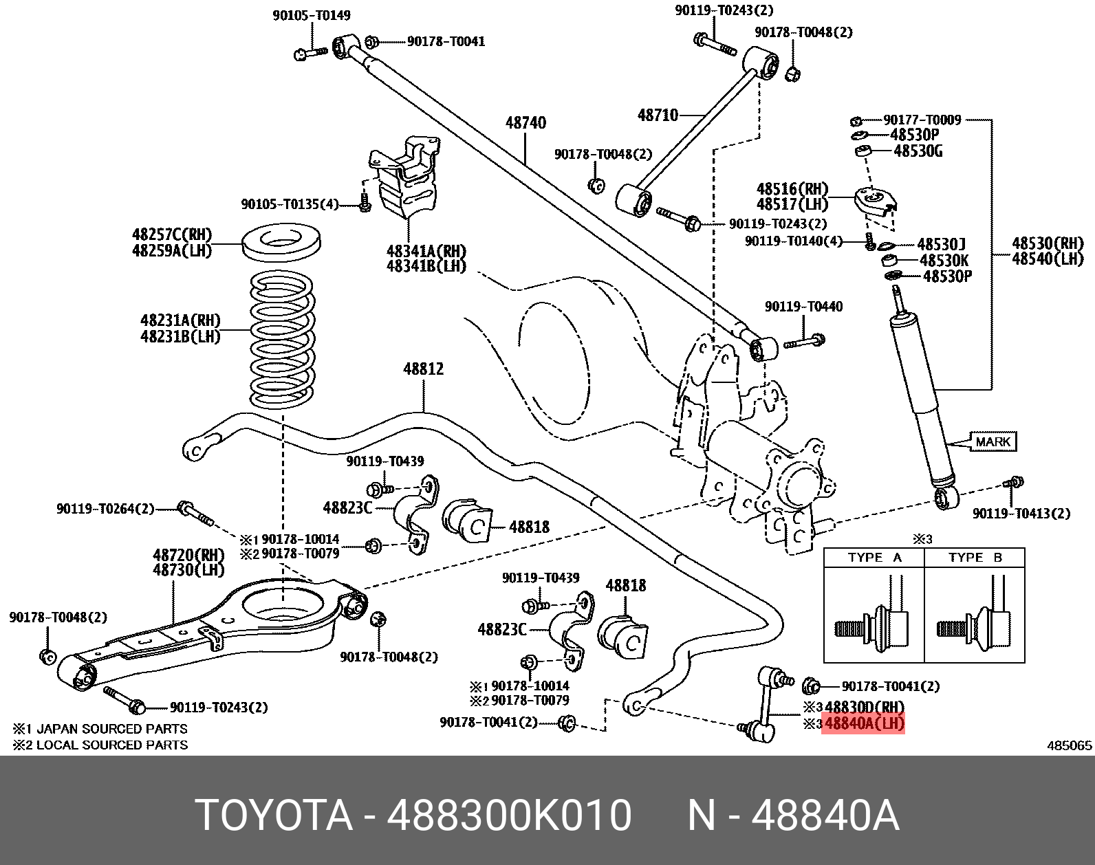 TOYOTA 48830-0K010 48830-0K010