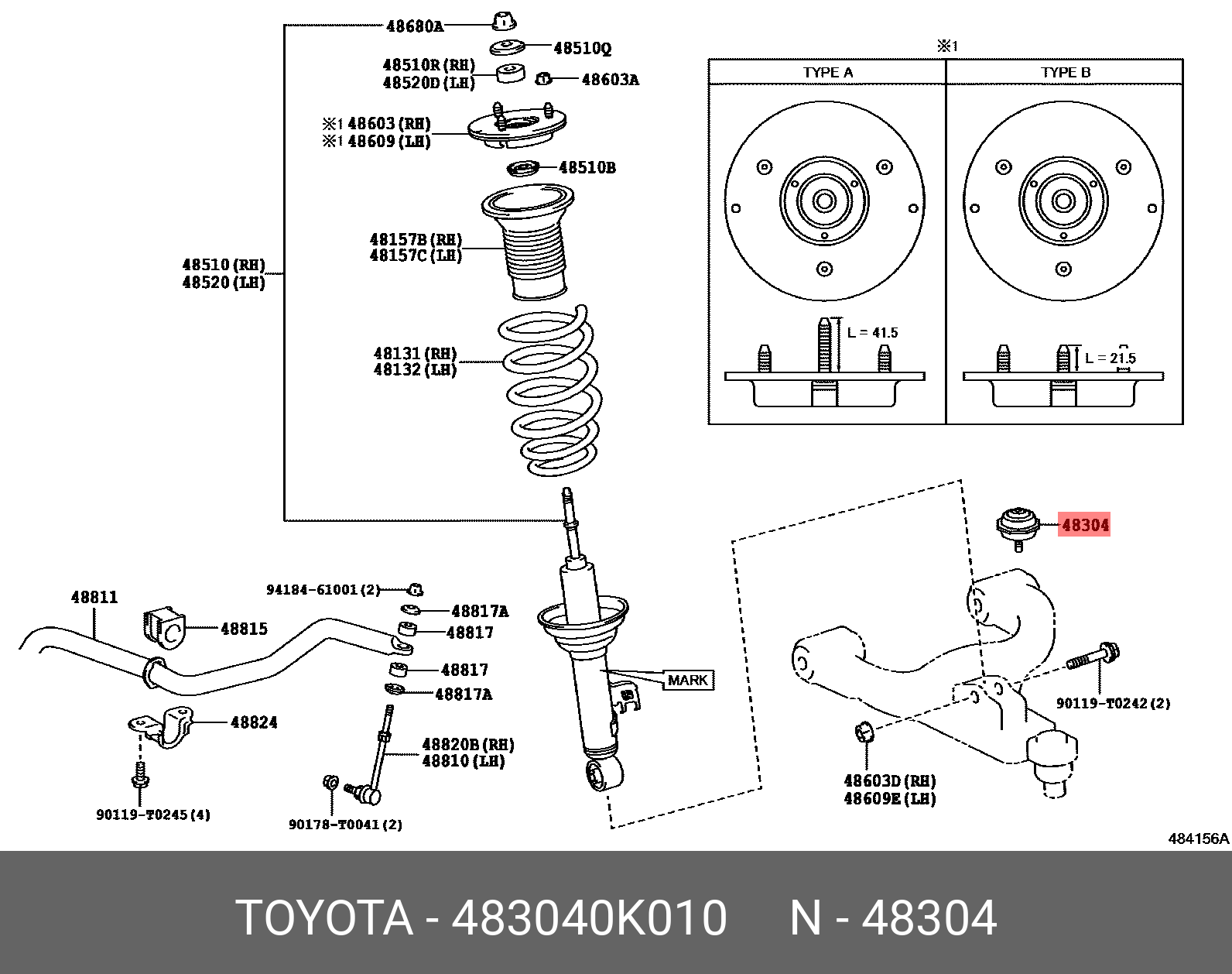 TOYOTA 48304-0K010 48331-26140,48304-0K010