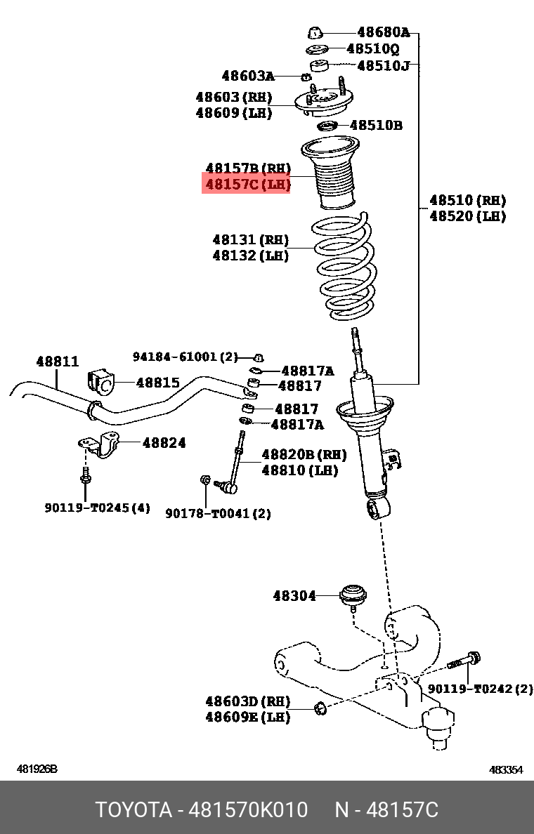 TOYOTA 48157-0K010 48157-0K010,48157-0K020