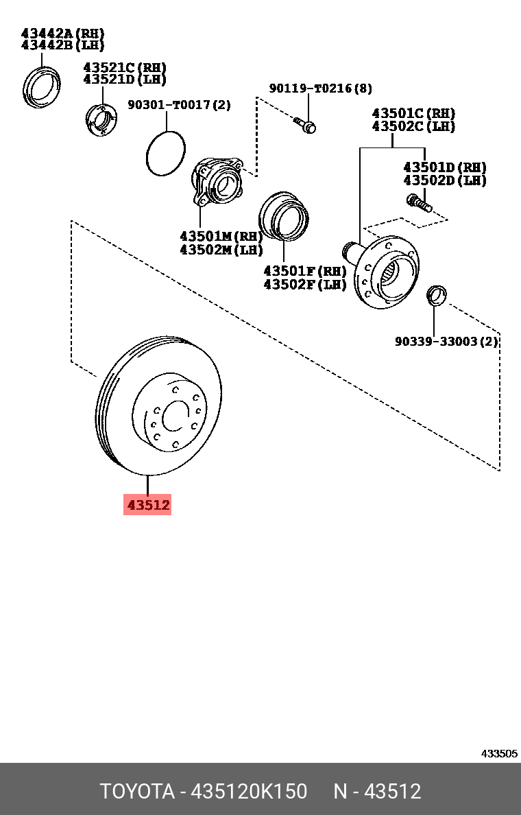 TOYOTA 43512-0K150 43512-0K090,43512-0K150,43512-0K140,43512-0K160