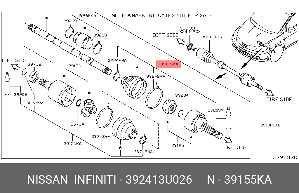 NISSAN 39241-3U026 39241-3U025,39241-3U026