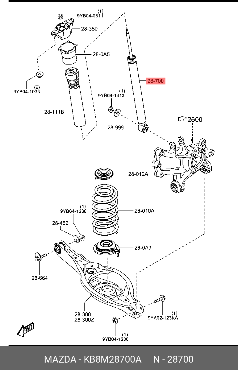MAZDA KB8M-28-700A K07028910A,K07028910C,K07028910D,K07028910E,K07328910A
