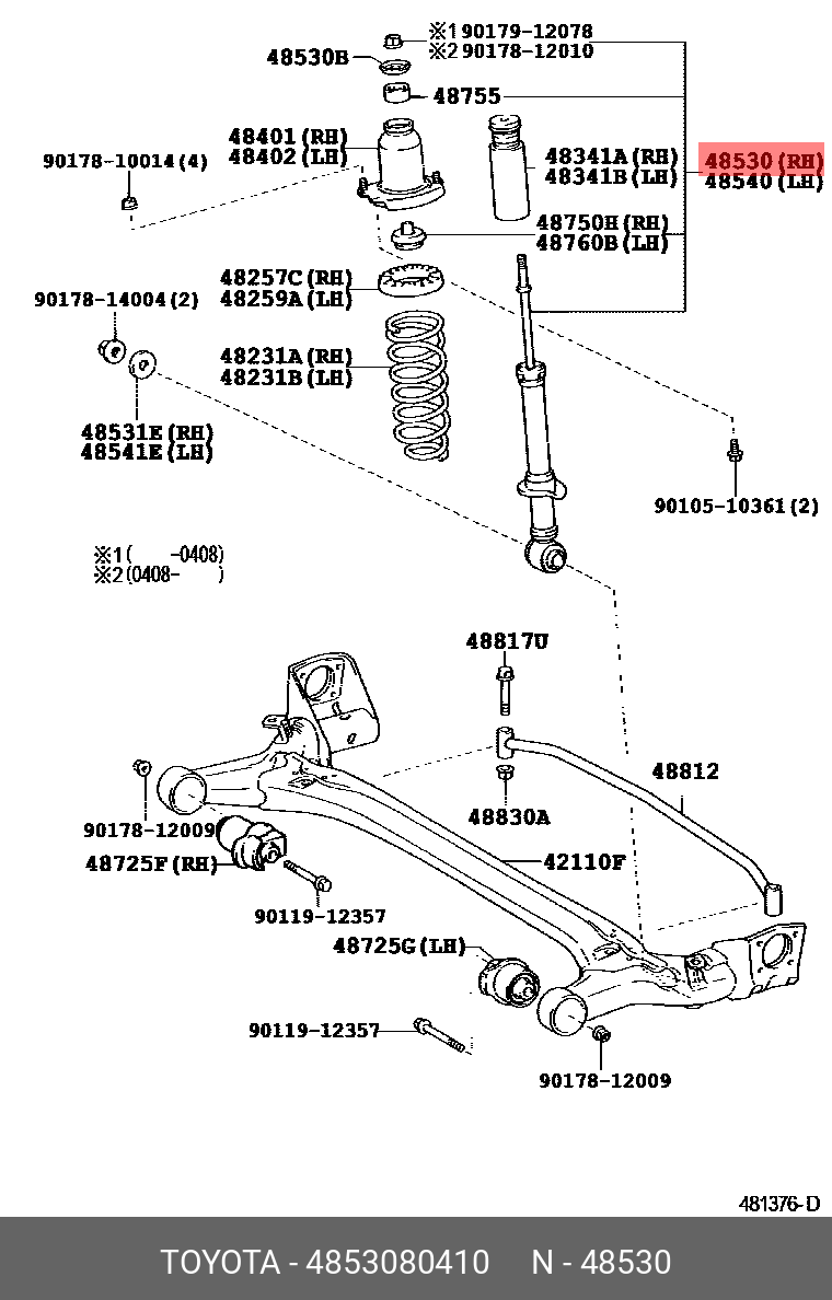 TOYOTA 48530-80410 48530-80046,48530-80031,4853080042