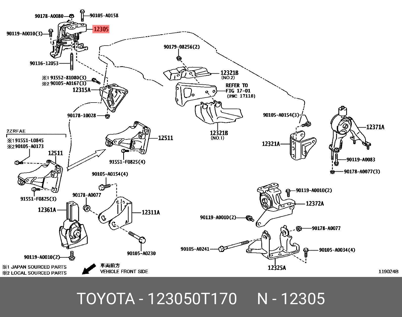 TOYOTA 12305-0T170 12305-37070