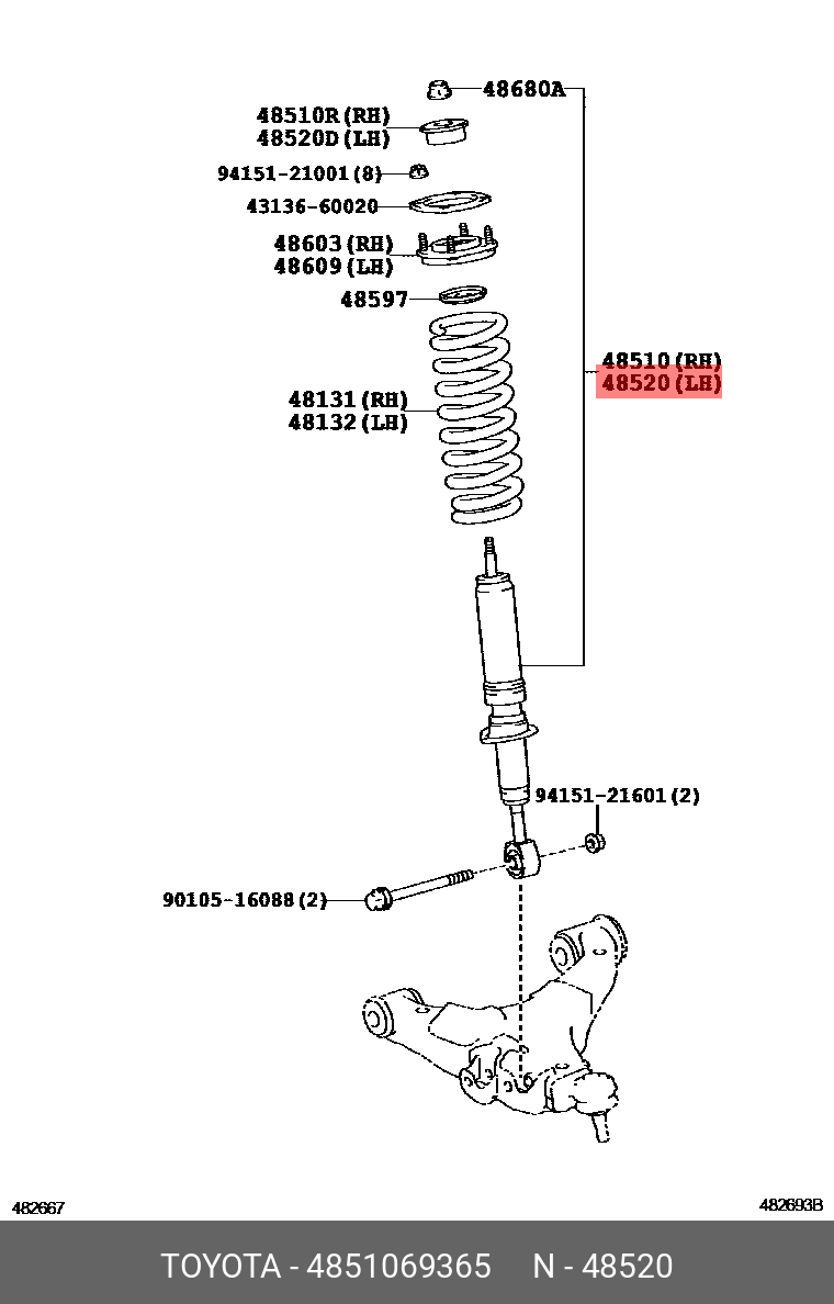 TOYOTA 48510-69365 48510-69405,48510-69395,48510-69365