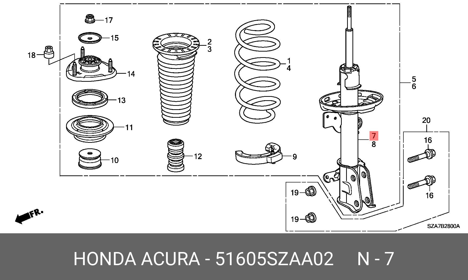 HONDA 51605-SZA-A02 51601-SZA-A04,51601-SZA-A08,51605-SZA-A02