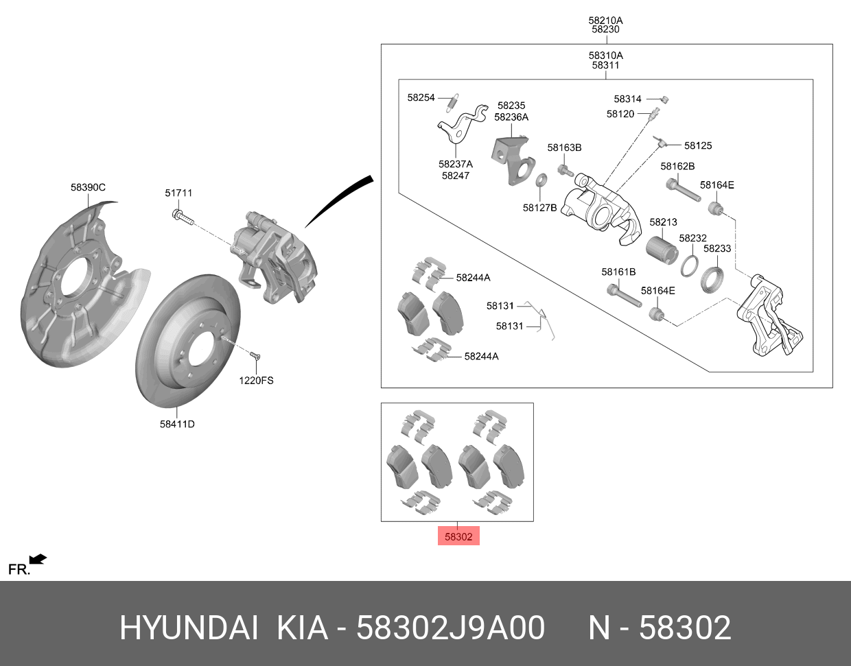 HYUNDAI 58302-J9A00 58302-1GA00,58302-1JA30,58302-1MA00,58302-3SA20 ...