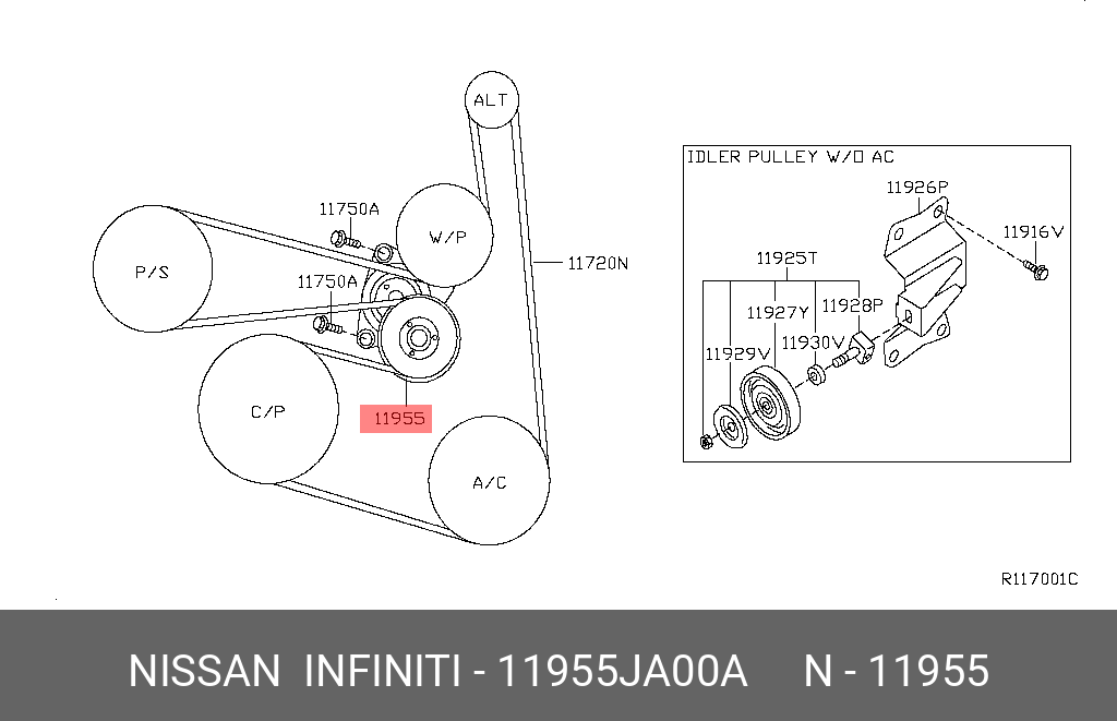NISSAN 11955-JA00A 11955-6N200,11955-JA00C,11955-6N202,11955-JA00B