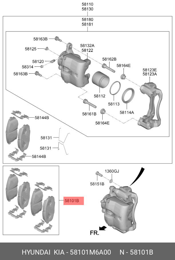 KIA 58101-M6A00 58101-1HA10,58101-1MA00,0K2FA-33-28Z,58101-M0A00