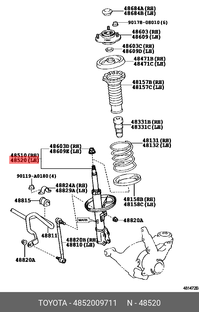 TOYOTA 48520-09711 48520-A9140,48520-09711,48520-09560