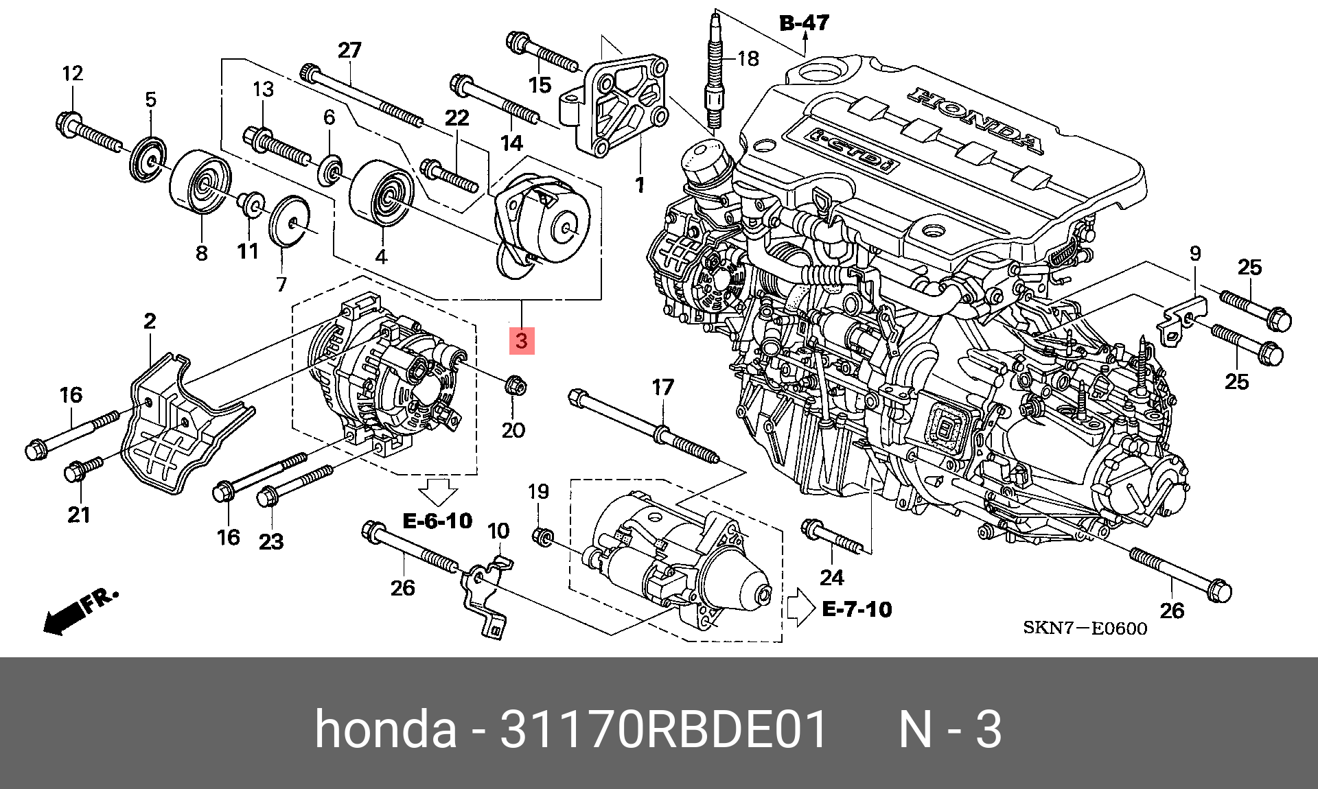 HONDA 31170-RBD-E01 31170-RBD-E01,31170-RBD-E02