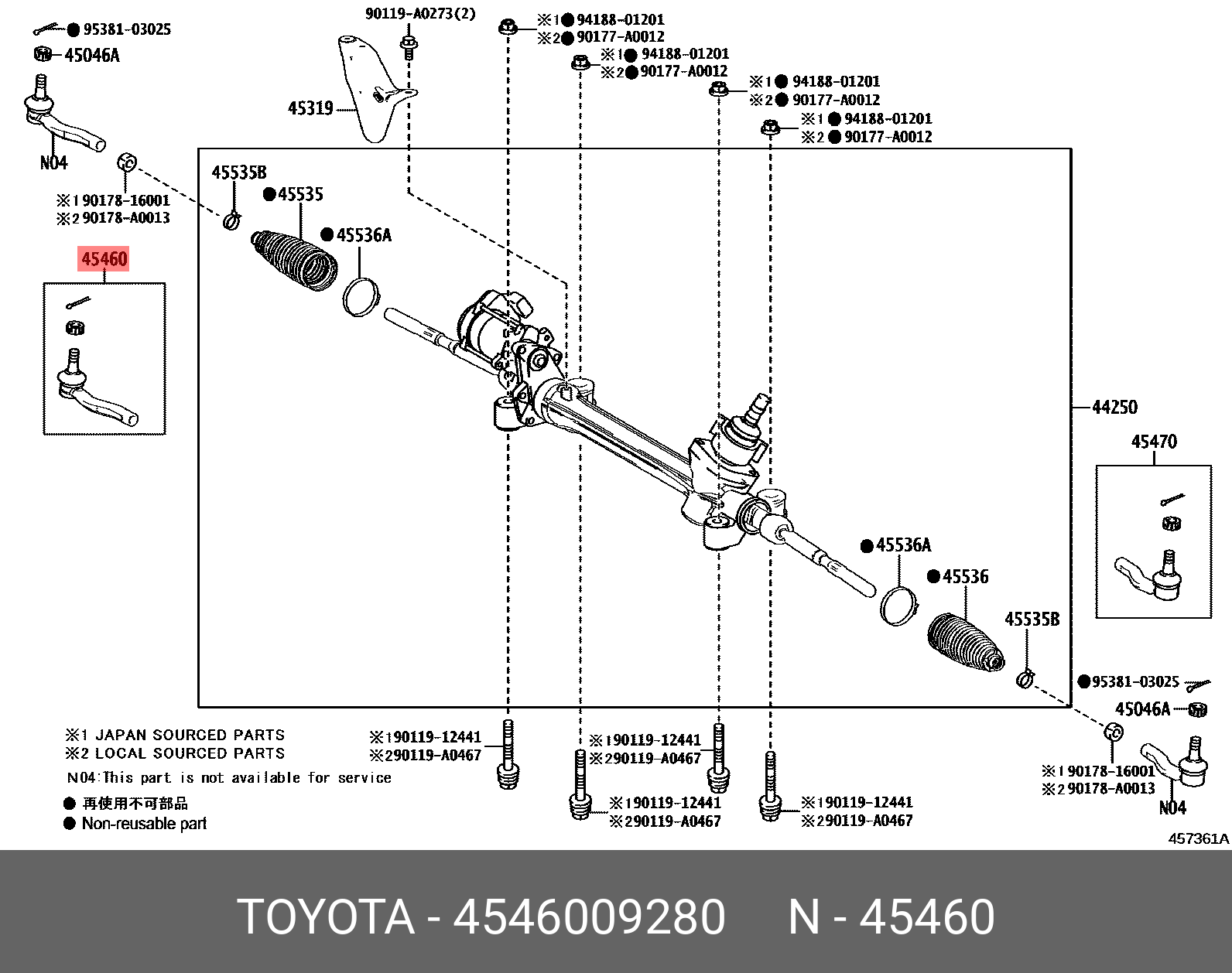 TOYOTA 45460-09280 45460-80008
