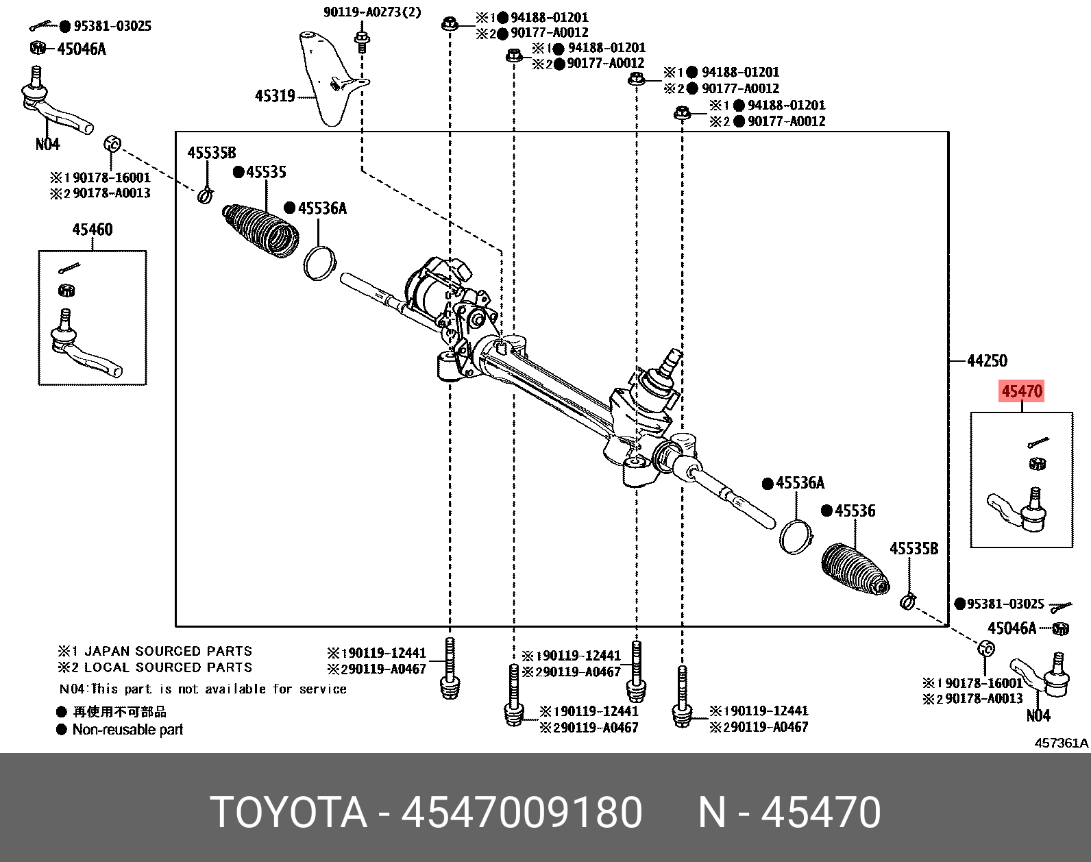 TOYOTA 45470-09180 45470-39365