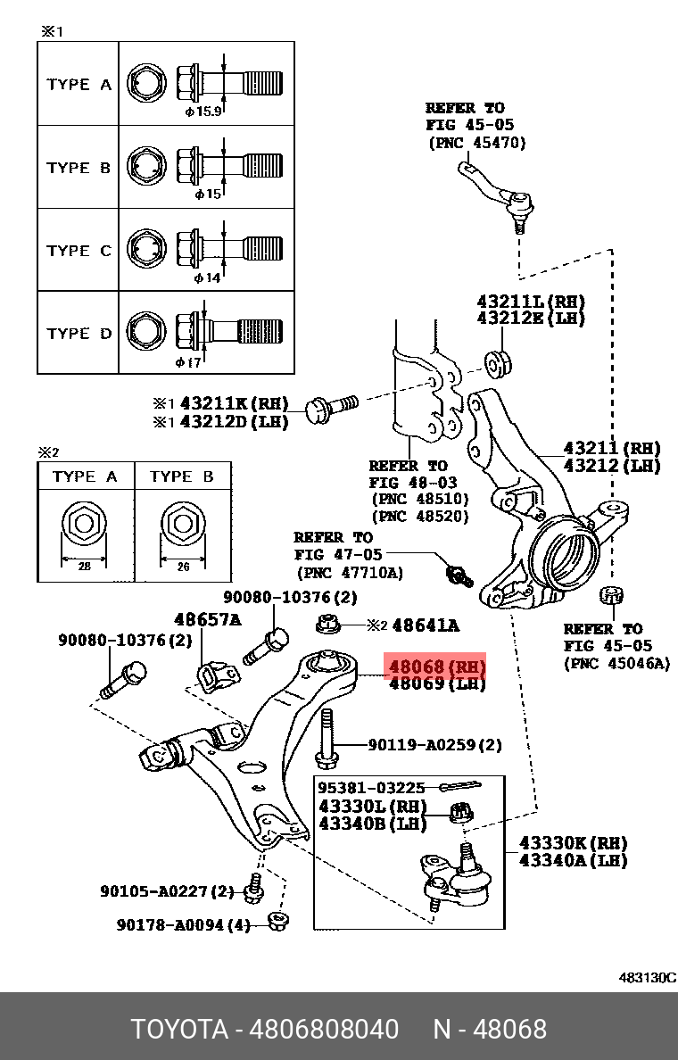 TOYOTA 48068-08040 48068-08040