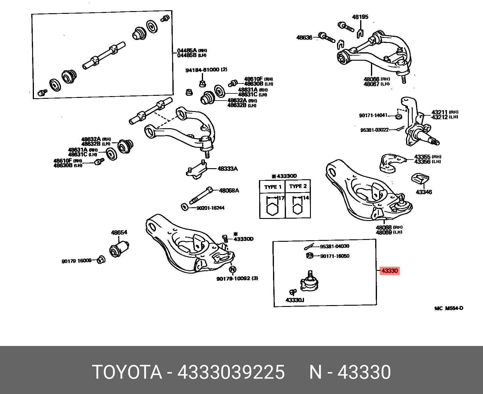 TOYOTA 43330-39225 43330-39225,43340-39205