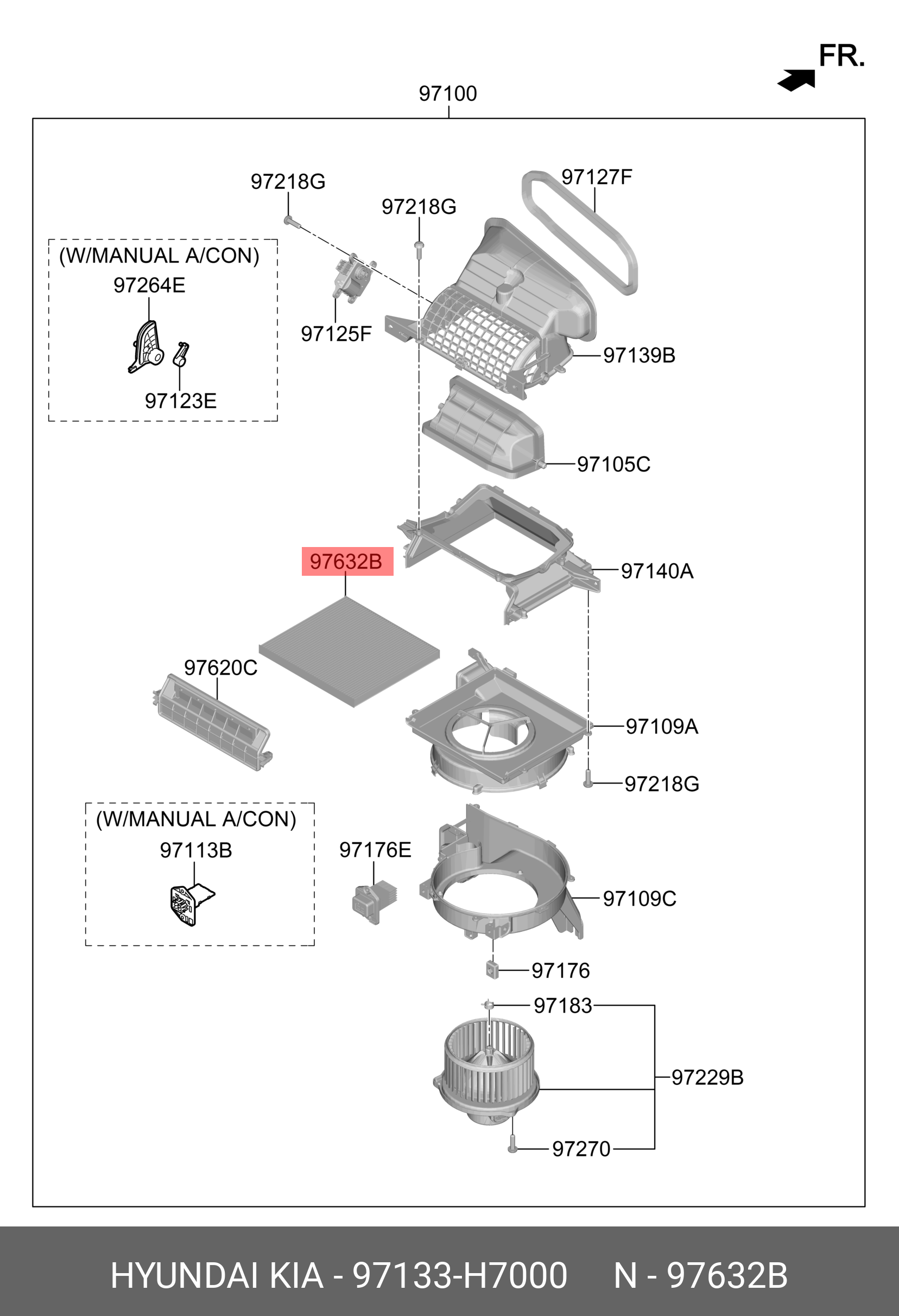 KIA 97133-H7000 97133-1S000,97133-2E200,97133-2E210