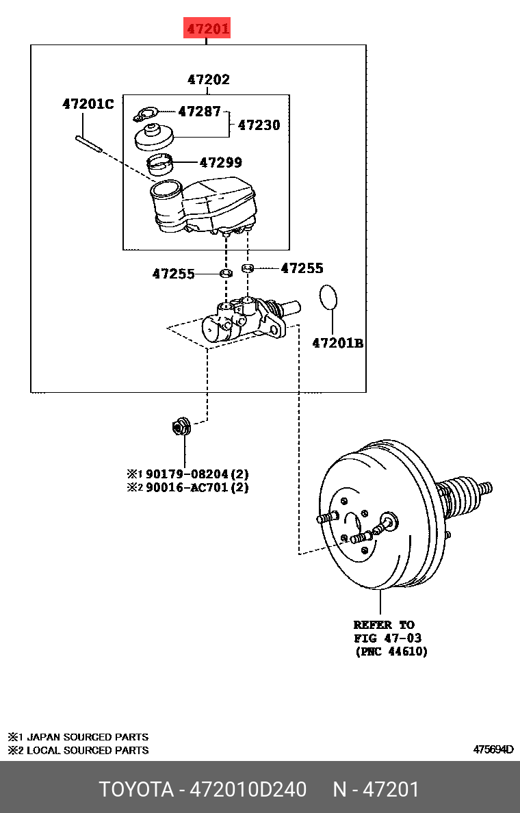 TOYOTA 47201-0D240 47201-0D240