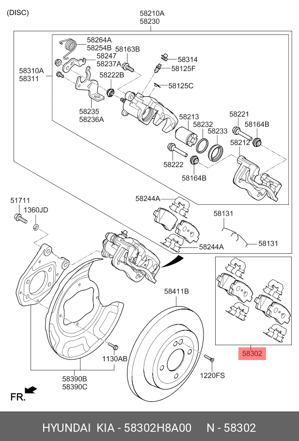 KIA 58302-H8A00 58302-3RA70,58302-3ZA10,58302-A7B30,58302-A7B31,58302-D4A50
